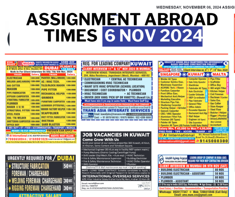 Assignment Abroad Times Today Newspaper Pdf Free Daily & Weekly
