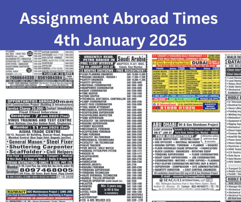 Assignment Abroad Times PDF Today, 4th January 2025