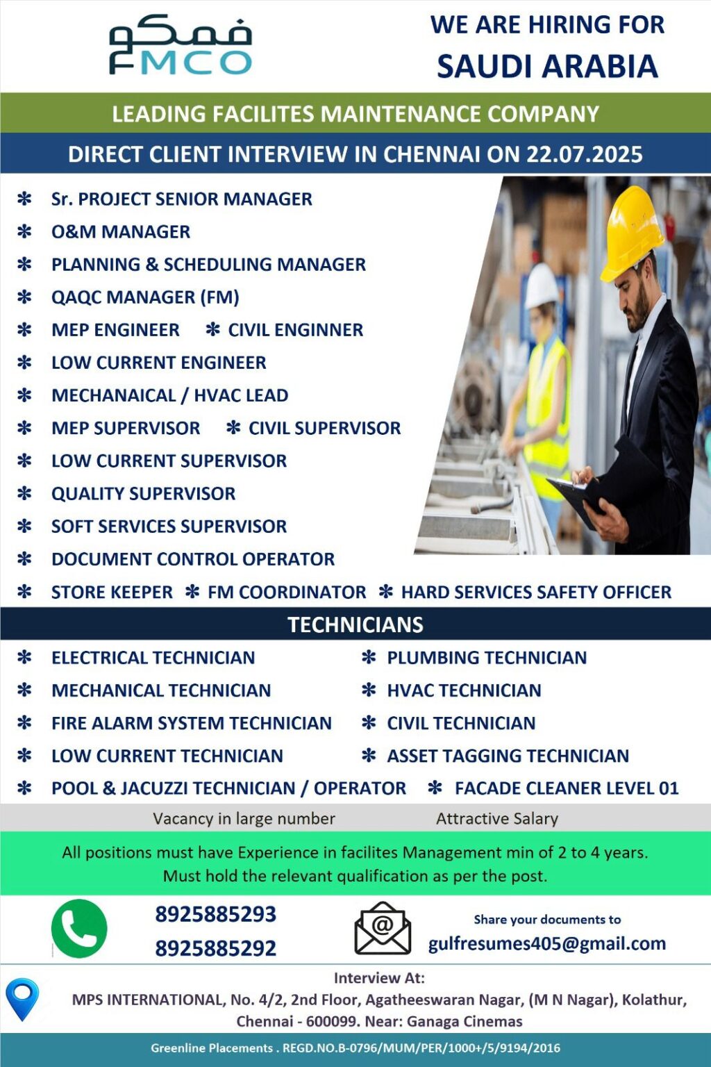 Hiring For Saudi Arabi, Direct Client Interview In Chennai ...
